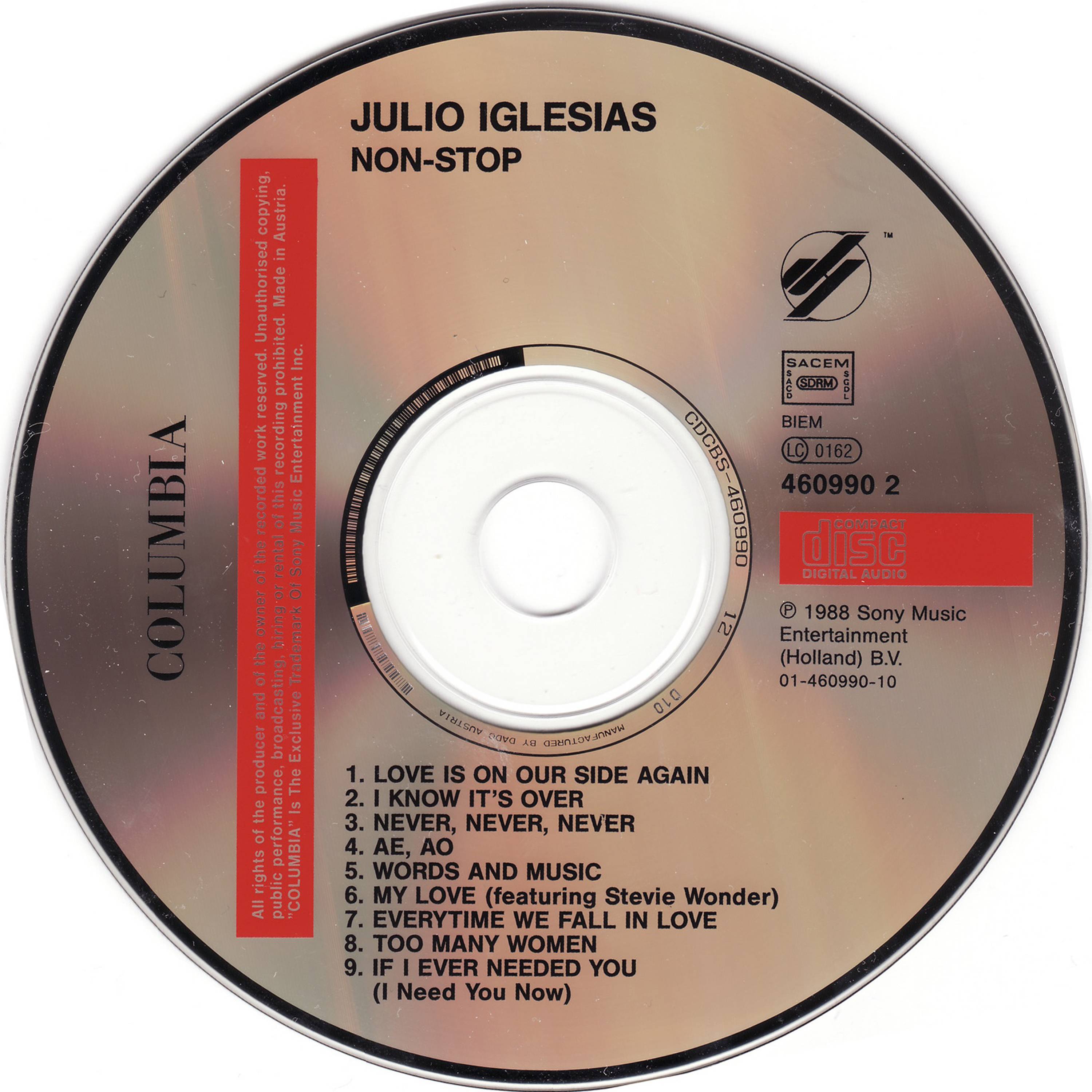 Julio Iglesias Non Stop [cd eu] | CD Covers | Cover Century | Over 1. ...